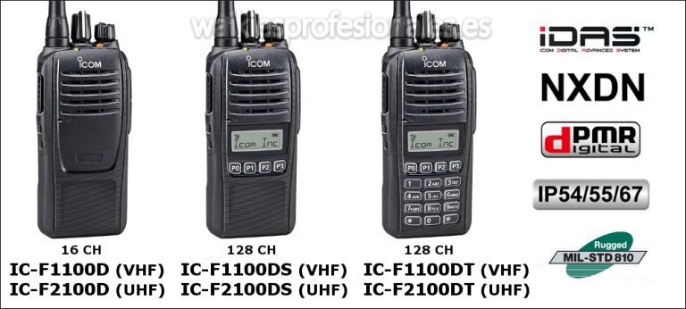 Walkies ICOM DIGITALES IC-F1100D / IC-F2100D de 16/128 canales